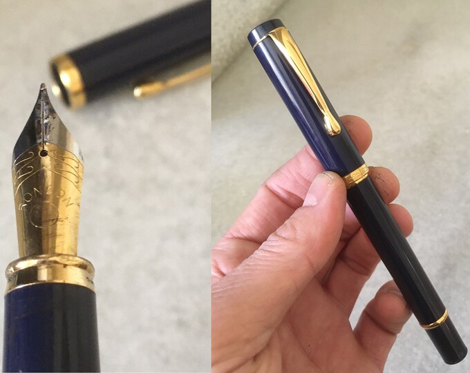 Vintage Ronson Fountain Pen. Dark Blue Gold Color Collectible Pen in ...