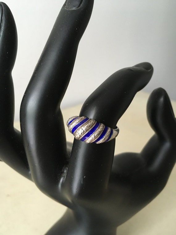 Silver Enamel Vintage Ring. Greek Elegant Ring for Wo… - Gem
