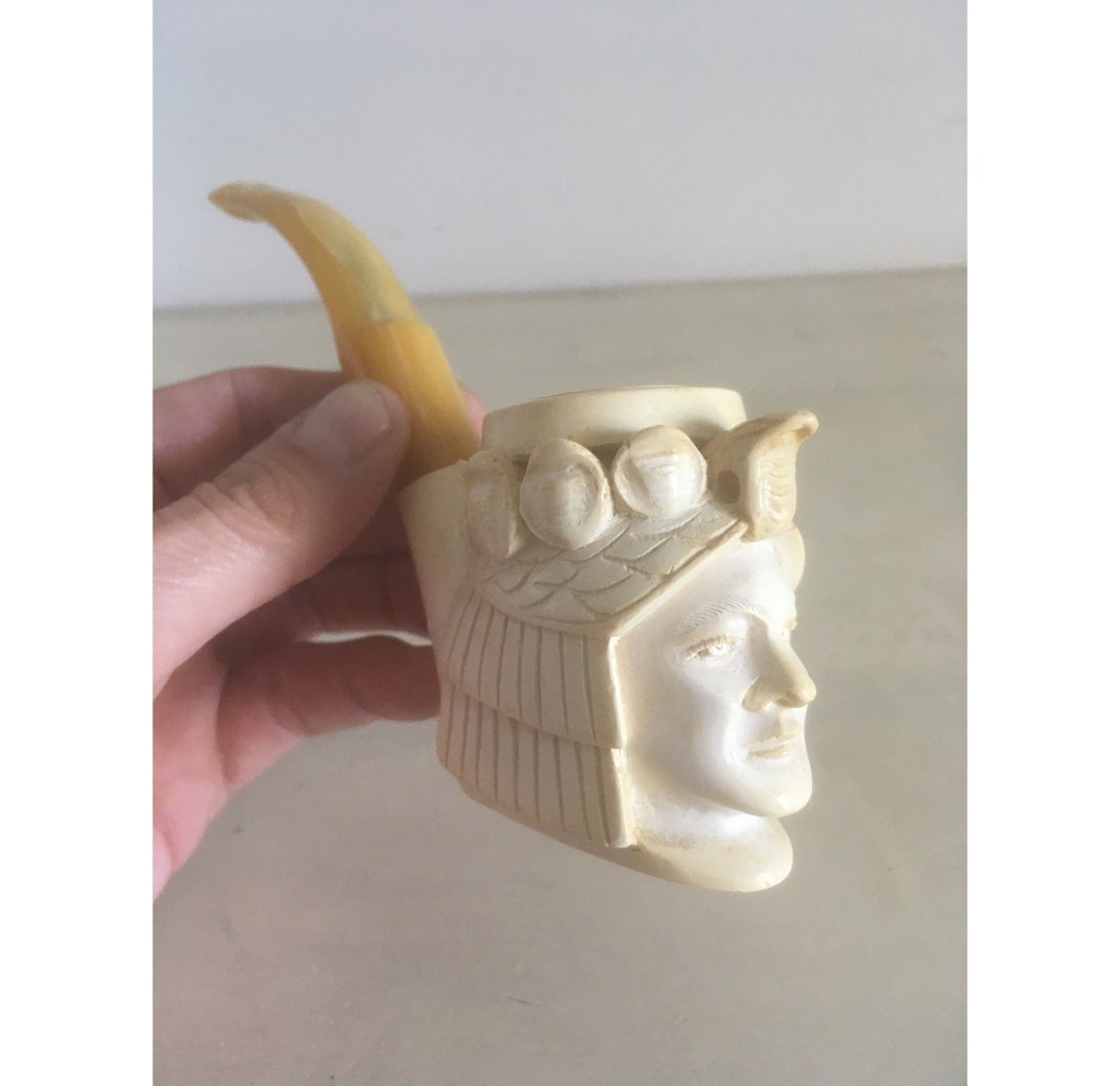 Meerschaum Figurehead Tobacco Pipe. Vintage Ornate Sitter Pipe. Hand ...