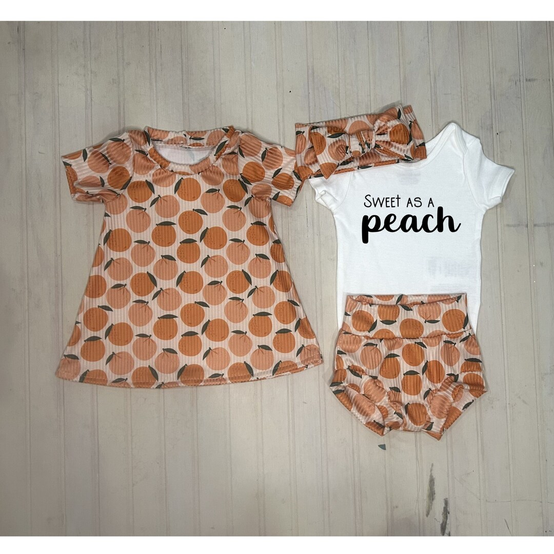 Sweet as a Peach Outfit, Peach Bummies, Fruit Baby Outfit, Geogia Peach ...