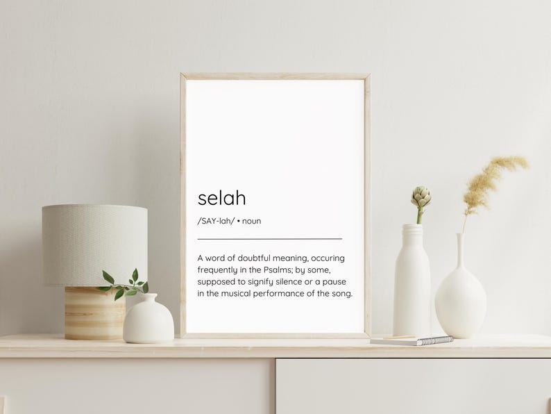 Selah Definition Decor | Christian Wall Art | Hebrew Words | Biblical ...