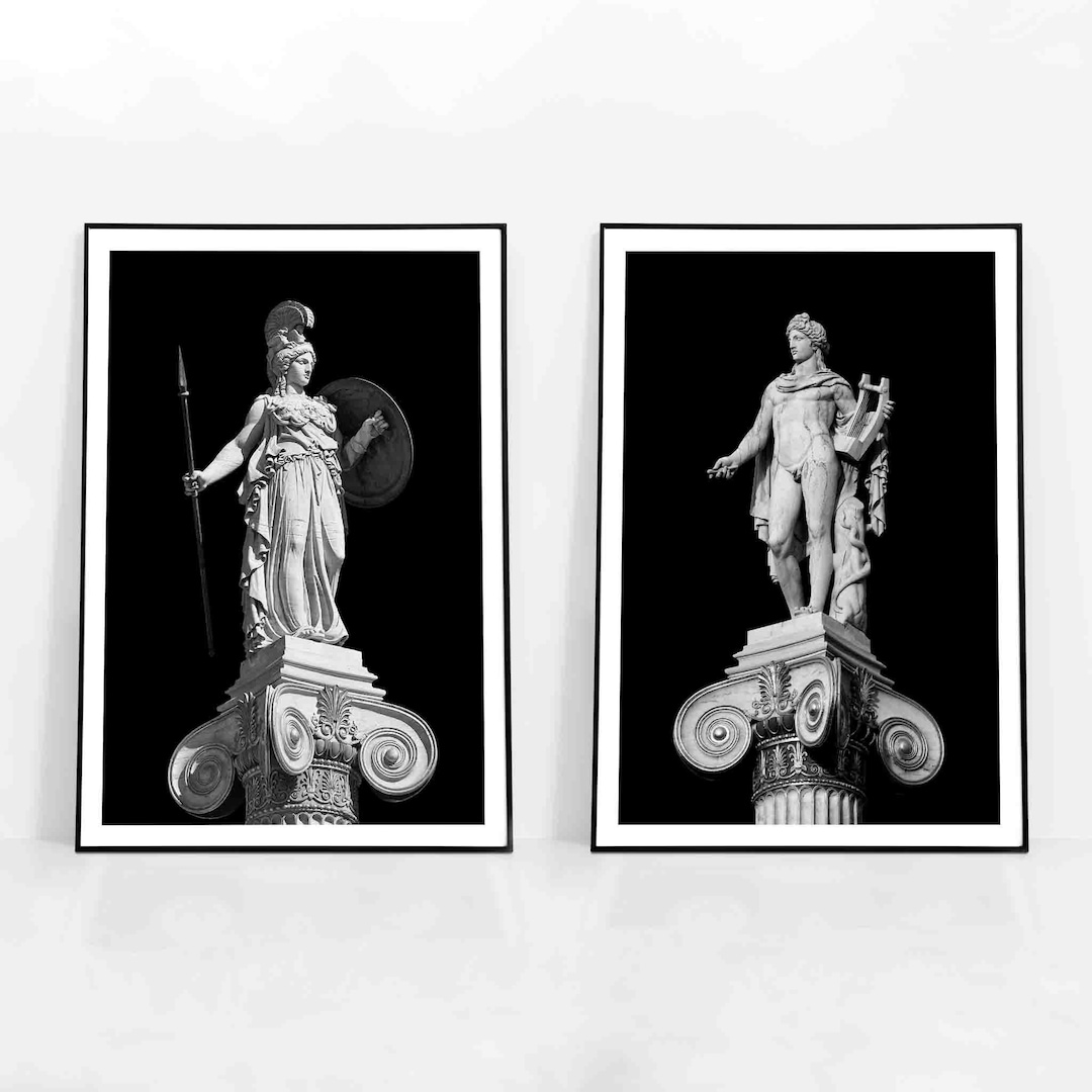Athena and Apollo Sculpture Poster, Wall Art Statue, Greek Mythological ...