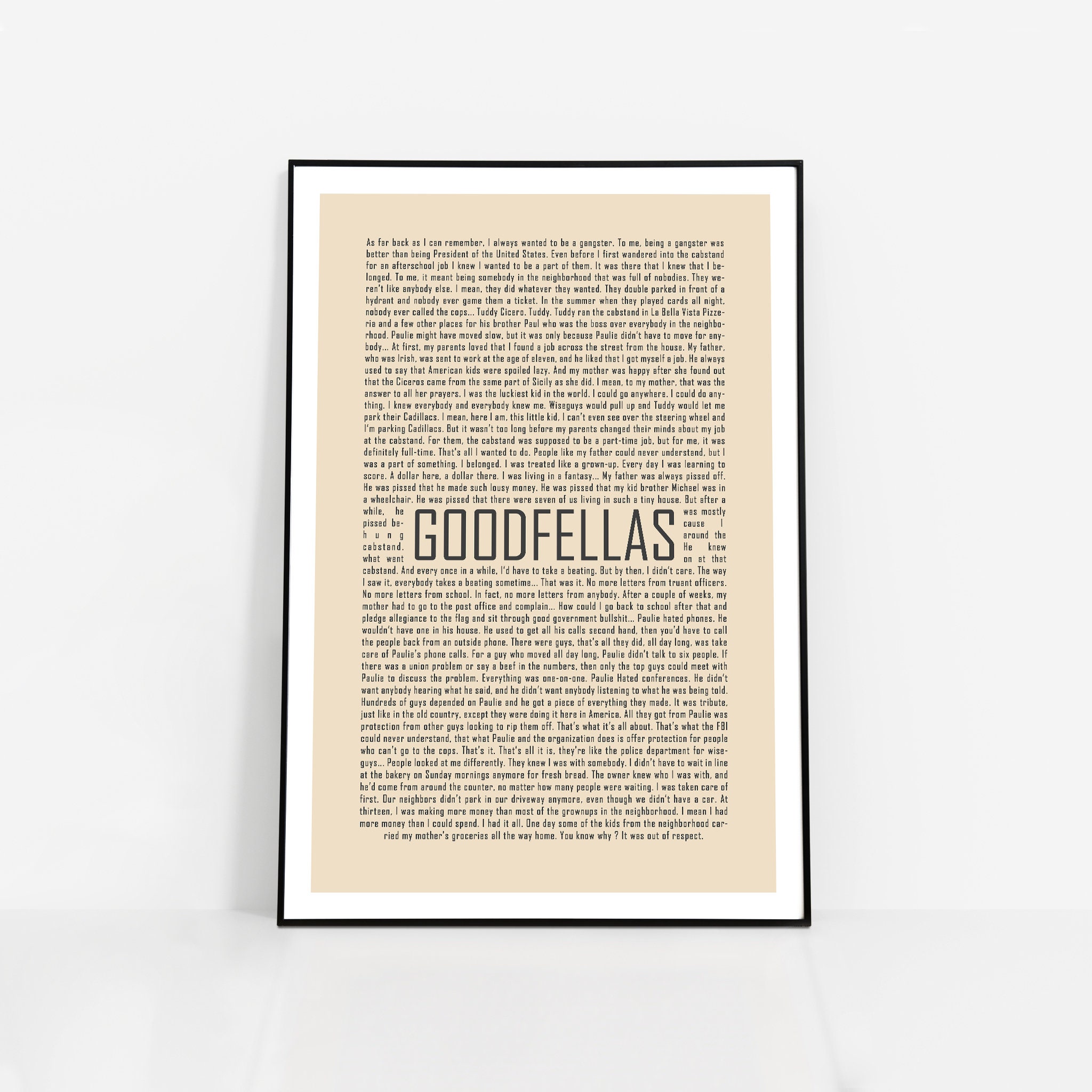 Goodfellas Monologue Opening Poster Movie Print - Martin Scorsese Wall ...