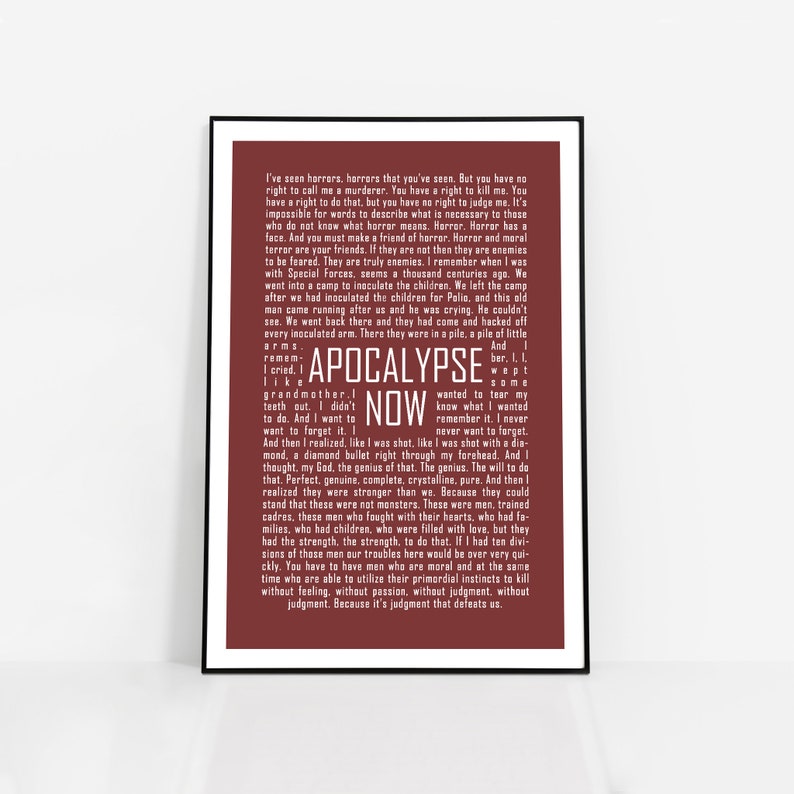 Apocalypse Now Monologue Movie Poster Print - Wall Art Decor Coppola ...