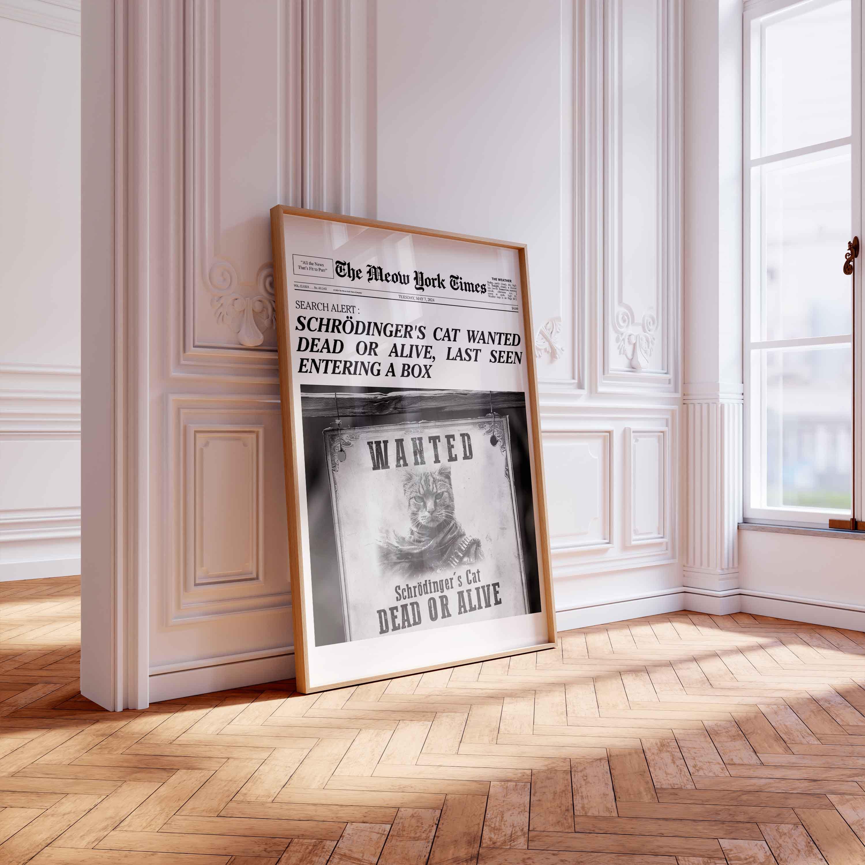 Schrödinger's Cat Wanted Poster - Feline Newspaper Parody (digital ...