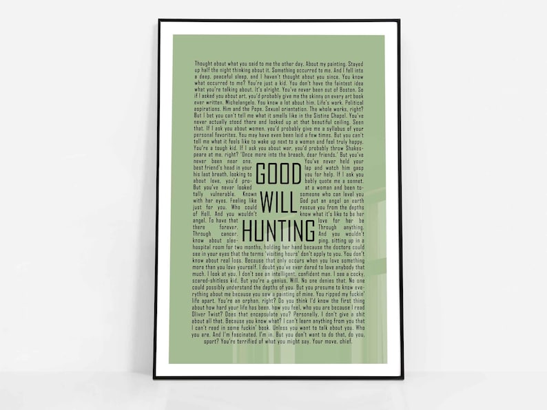Good Will Hunting Poster, Robin Williams Monologue Speech - Etsy