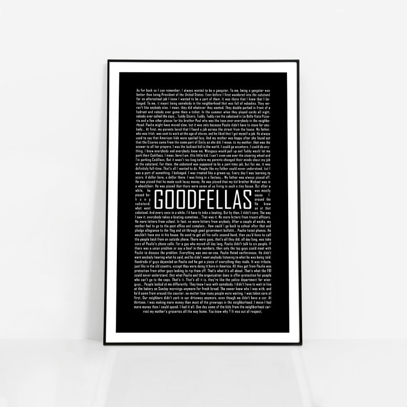 Goodfellas Monologue Opening Poster Movie Print - Martin Scorsese Wall ...
