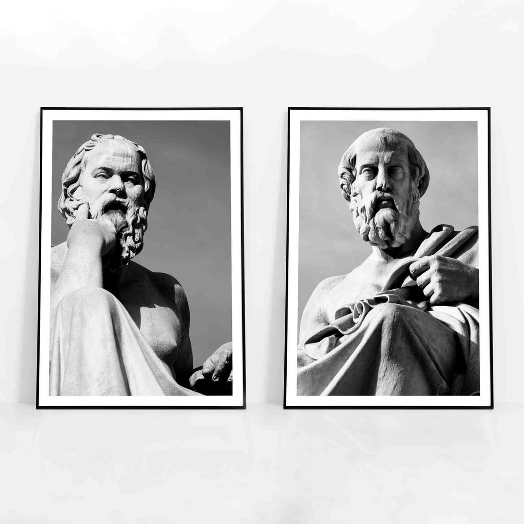 Greek Philosopher Poster Socrates & Plato, Athens Academy Sculpture ...