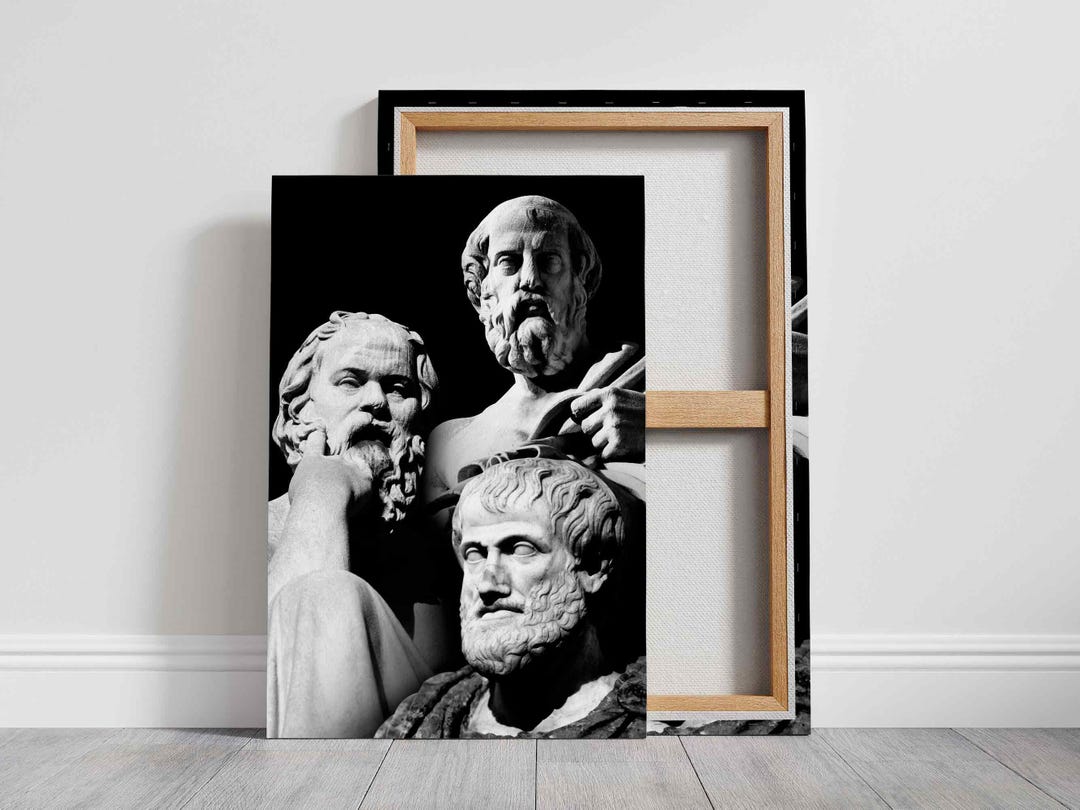 Greek Philosophers Canvas Print: Plato, Socrates, Aristotle Sculpture ...