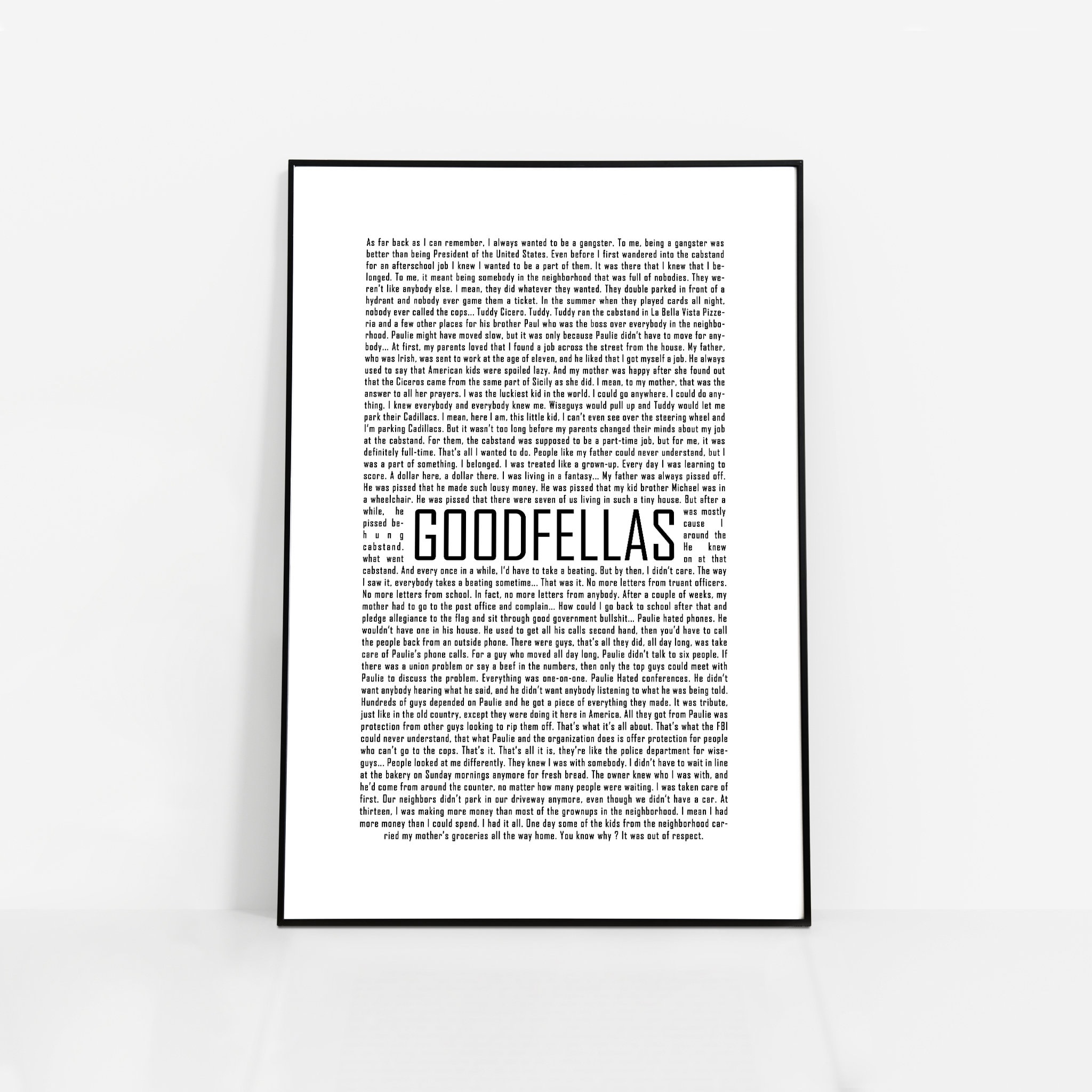 Goodfellas Monologue Opening Poster Movie Print - Martin Scorsese Wall ...