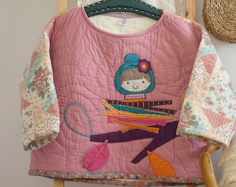 Quilt Pullover / Vintage Patchwork Quilt Sweatshirt / Top Made From Old ...