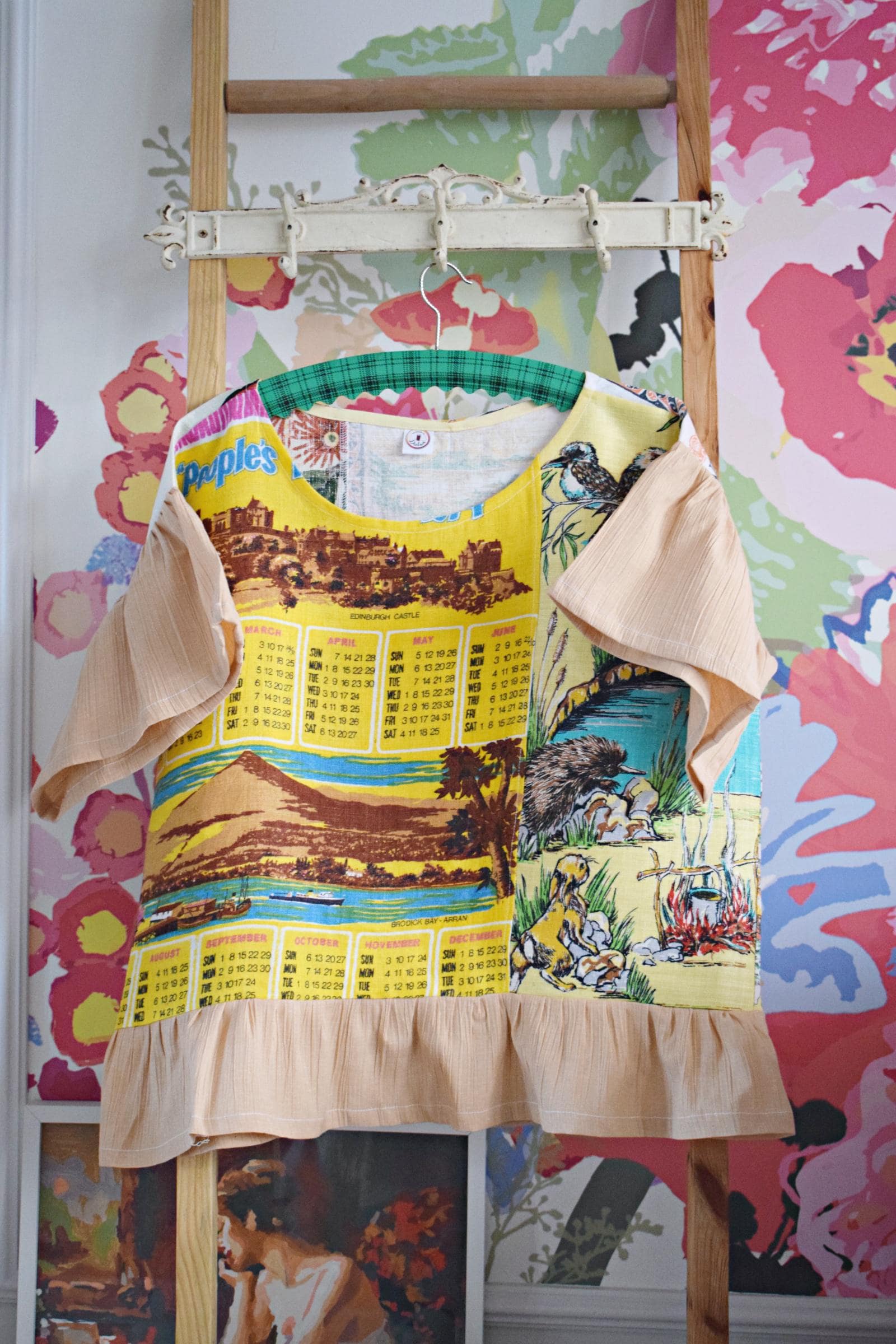 Upcycled Patchwork Shirt: Vintage Style, 100% Cotton Linen - Etsy