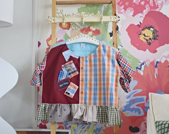 Upcycled Top/ Recycled Top/ Patchwork Sweatshirt / Top Made From Old ...