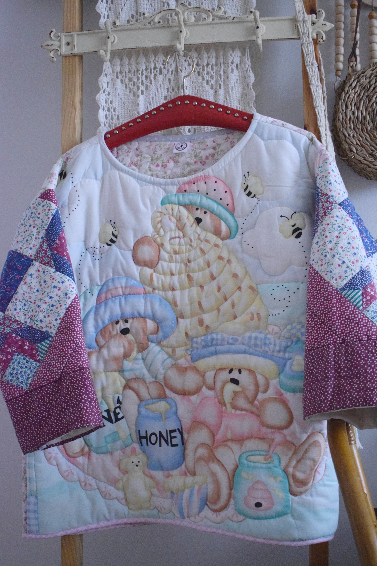 Quilt Pullover / Vintage Patchwork Quilt Sweatshirt / Top Made From Old ...
