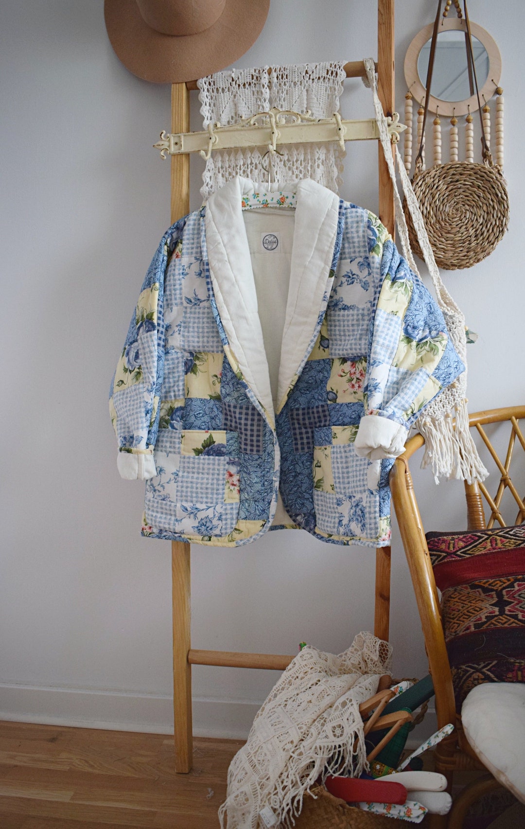 QUILT COTTON COAT Vintage Patchwork Boho Style Quilt Chore Coat Vintage ...