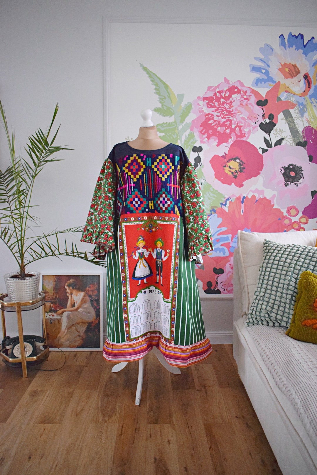 Upcycled Dress, Vintage Dress, Recycled Dress, Patchwork Dress, Japan ...