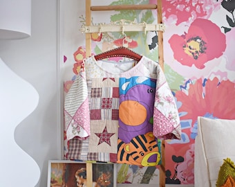Quilt Pullover / Vintage Patchwork Quilt Sweatshirt / Top Made From Old ...
