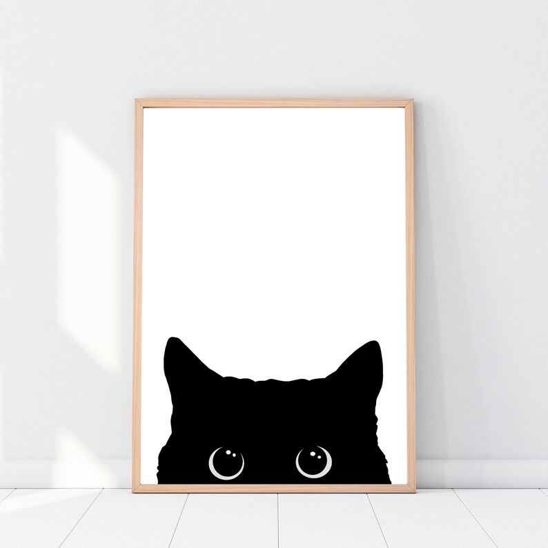 Black Cat Instant Download Kitty Print Minimal Cat Print | Etsy