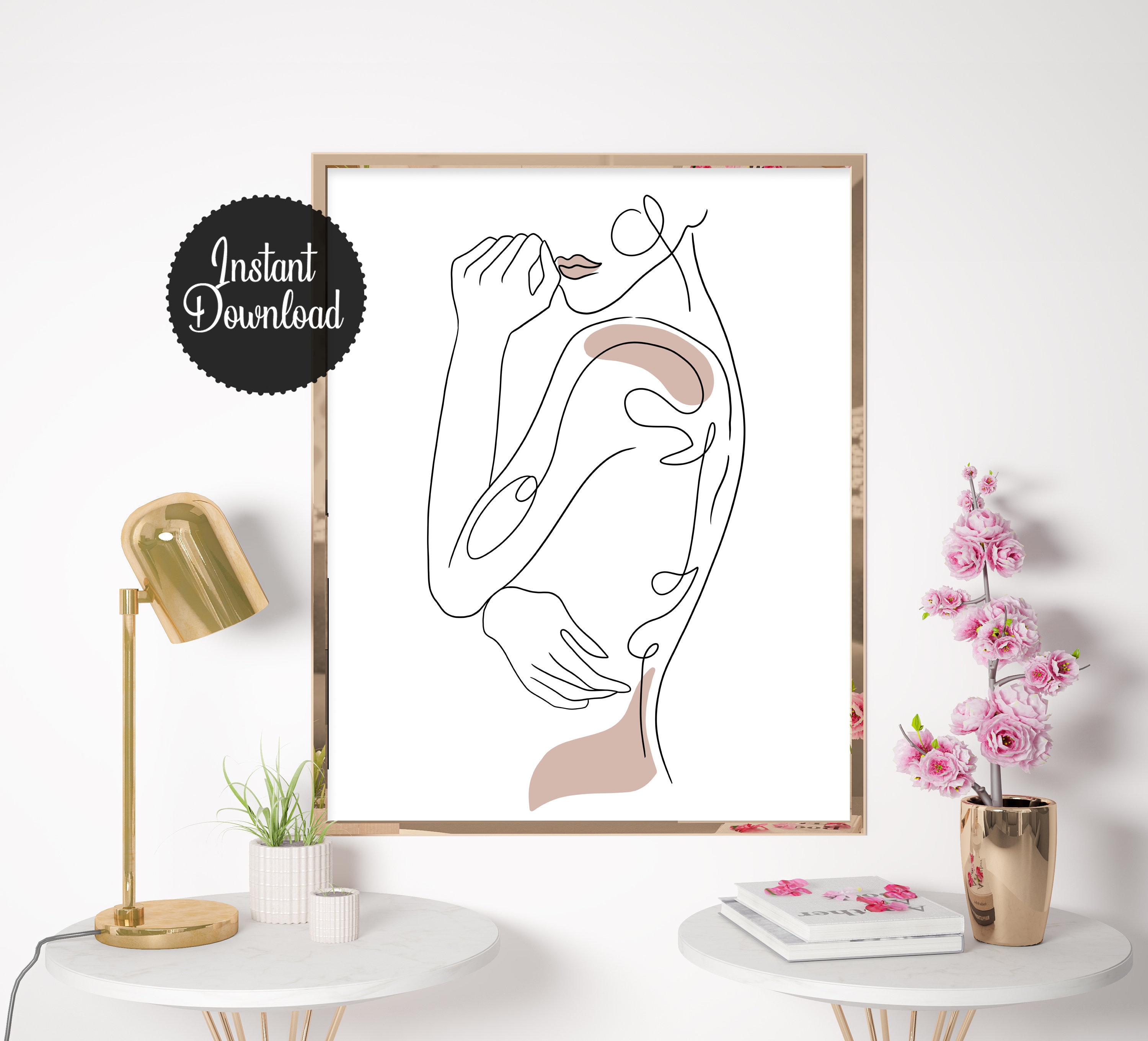 Woman Figure Line Drawing, Femme, Continous Line Drawing, Minimal ...