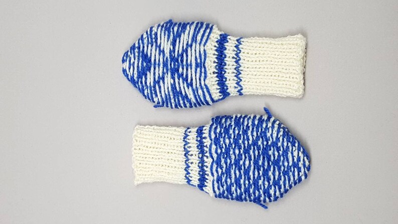 Blue baby mittens hand knitted mini selbu mittens | Etsy