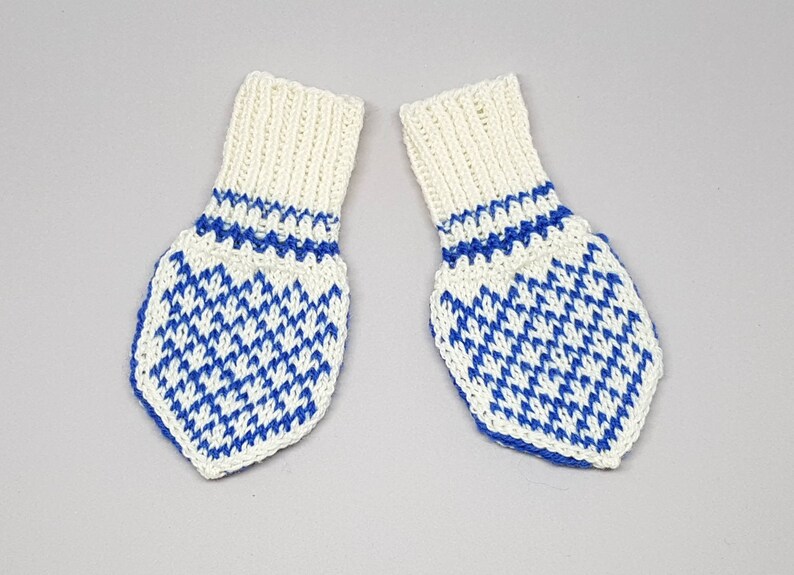 Blue baby mittens hand knitted mini selbu mittens | Etsy