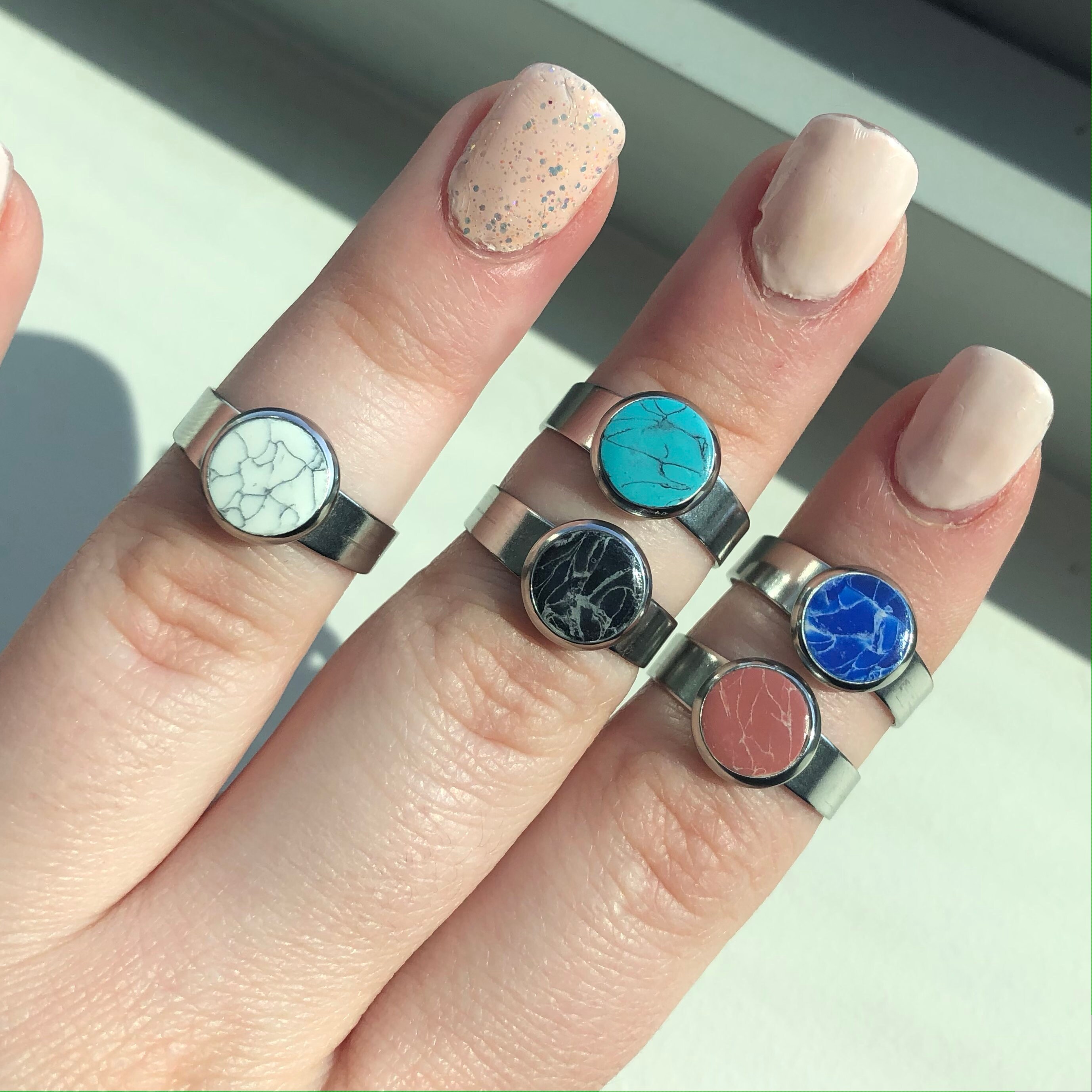 Marble Polymer Clay Rings Clay Rings Stainless Steel Rings | Etsy