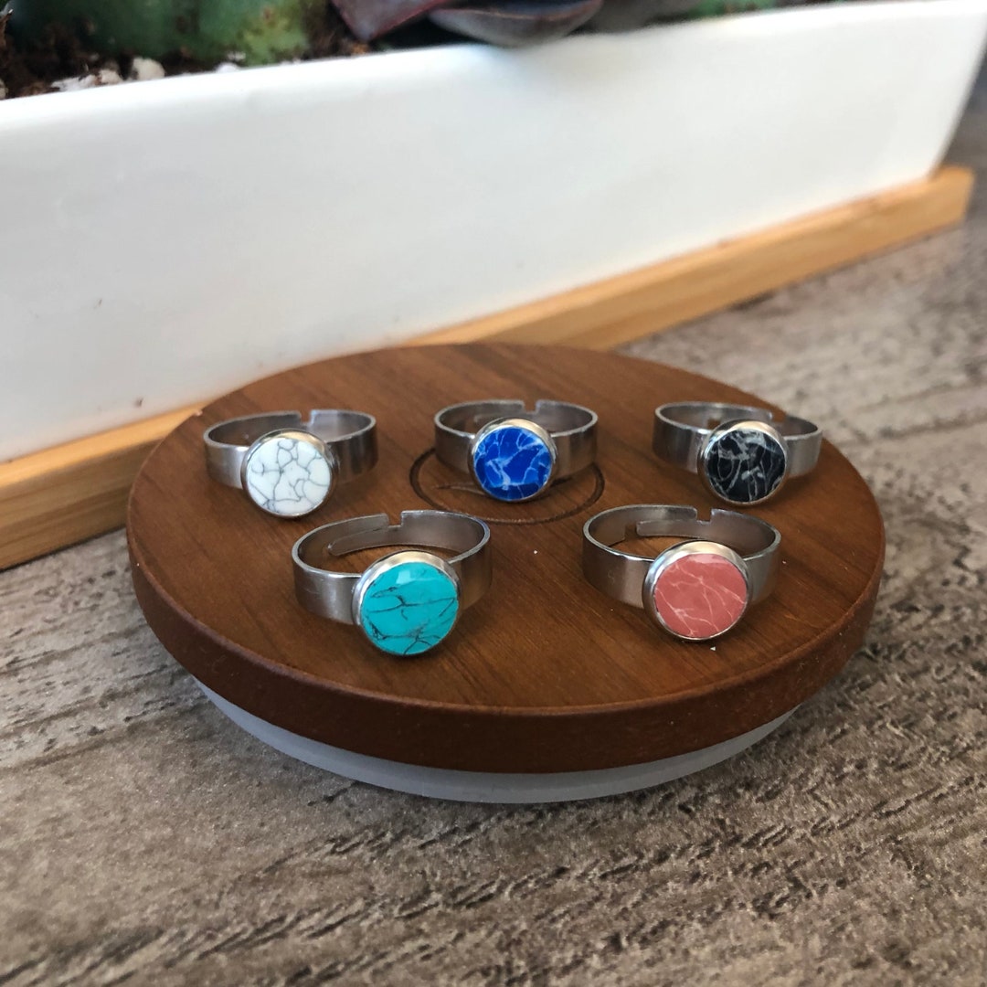 Marble Polymer Clay Rings, Clay Rings, Stainless Steel Rings - Etsy