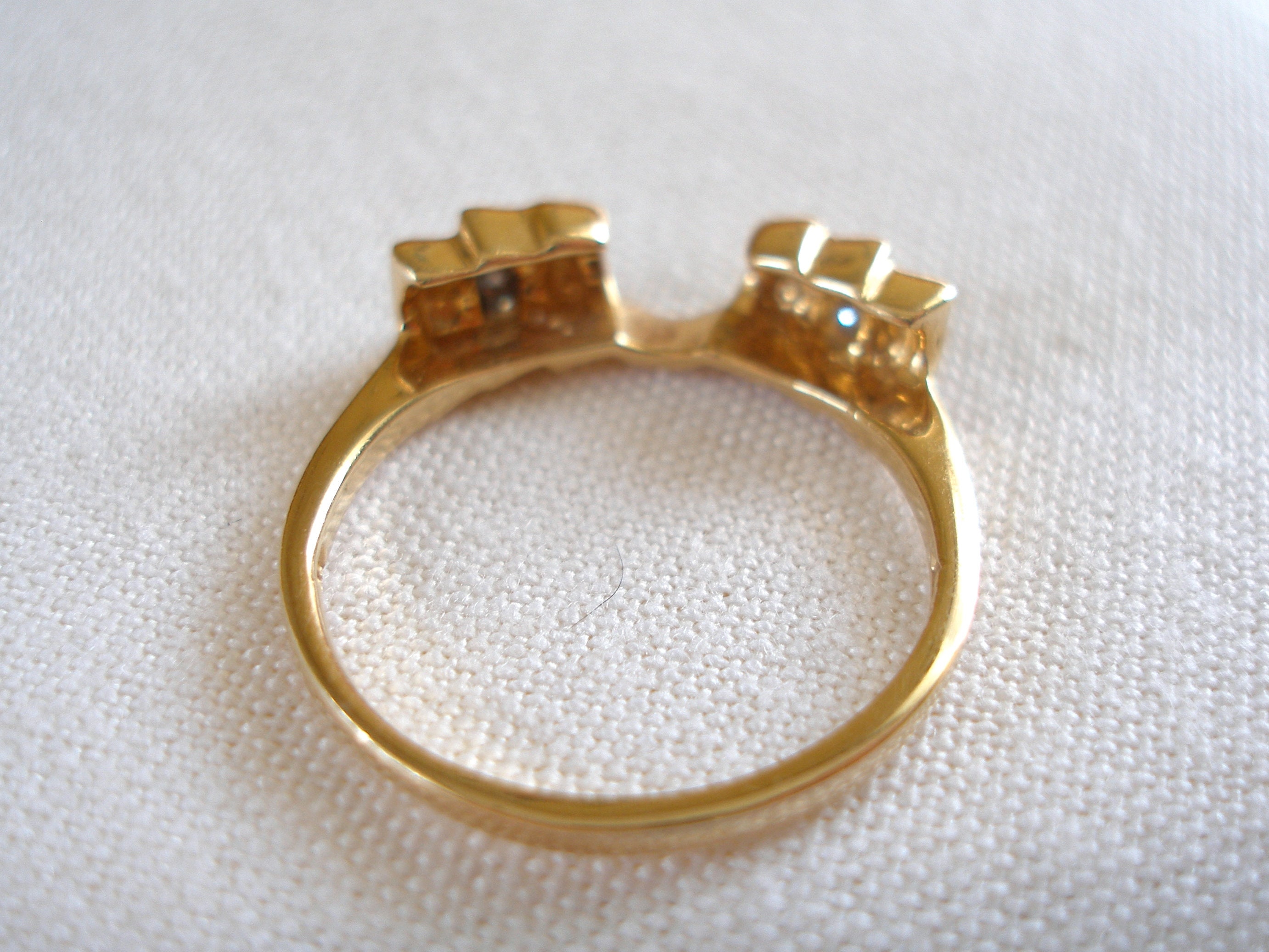 14k Yellow Gold Ring 'guard' With Accent Diamonds - Etsy