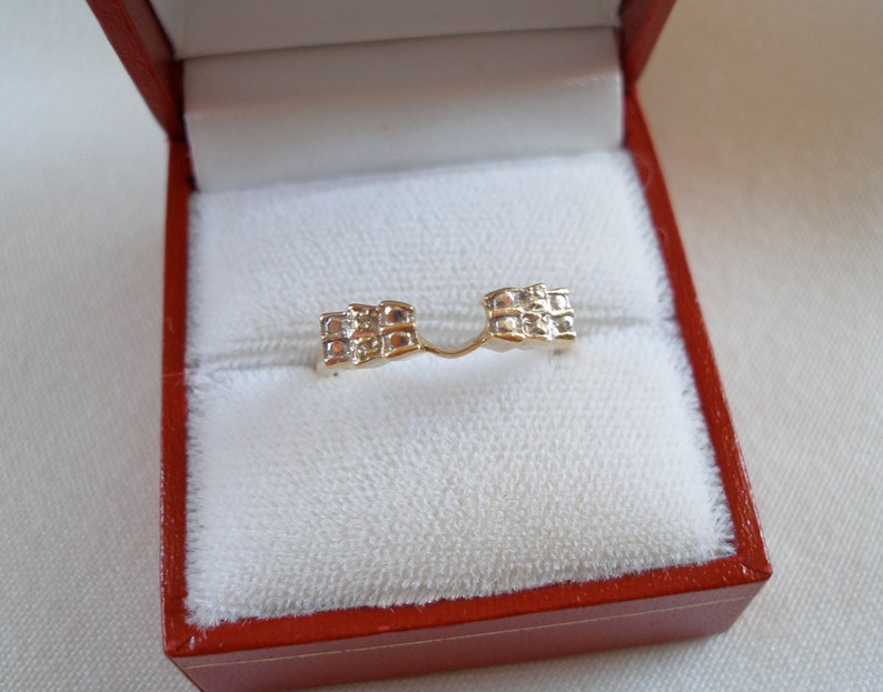 14k Yellow Gold Ring 'guard' With Accent Diamonds - Etsy