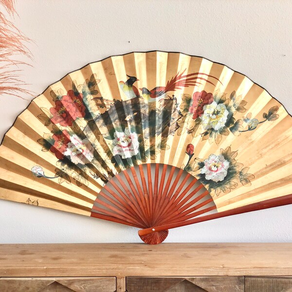 Vintage Giant Chinese Fan - Etsy