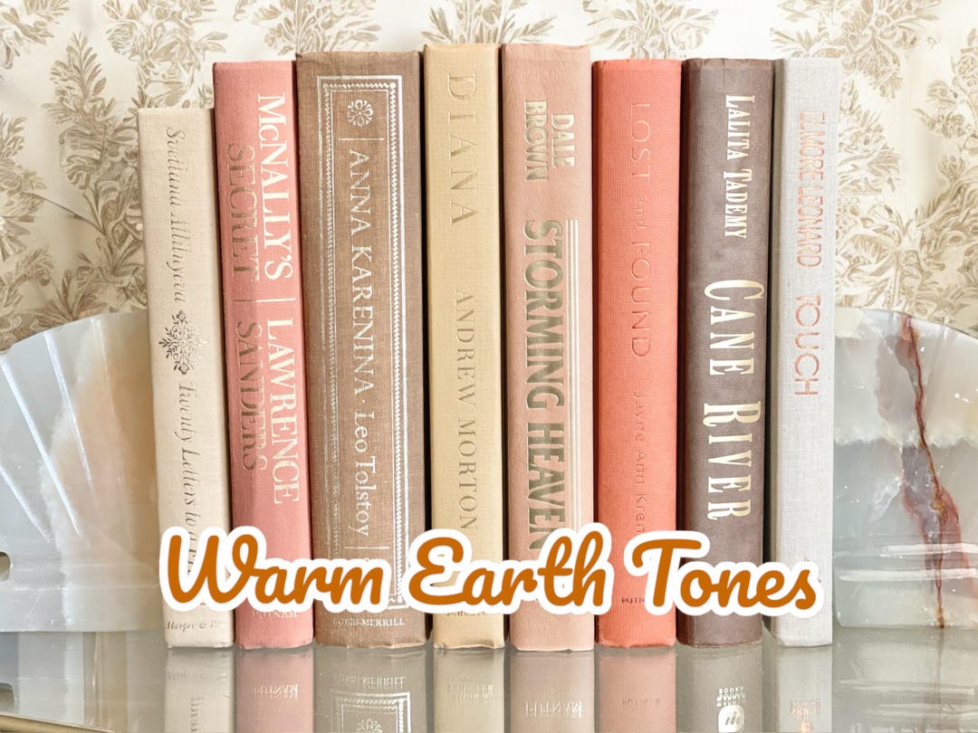 Warm Earth Tone Book Bundle: Neutral Decor Bookshelf Display - Etsy