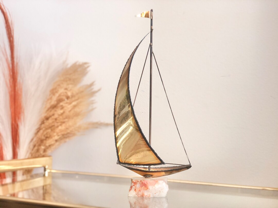SIGNED Curtis Jere Midcentury Vintage Brass Sailboat Sculpture ...