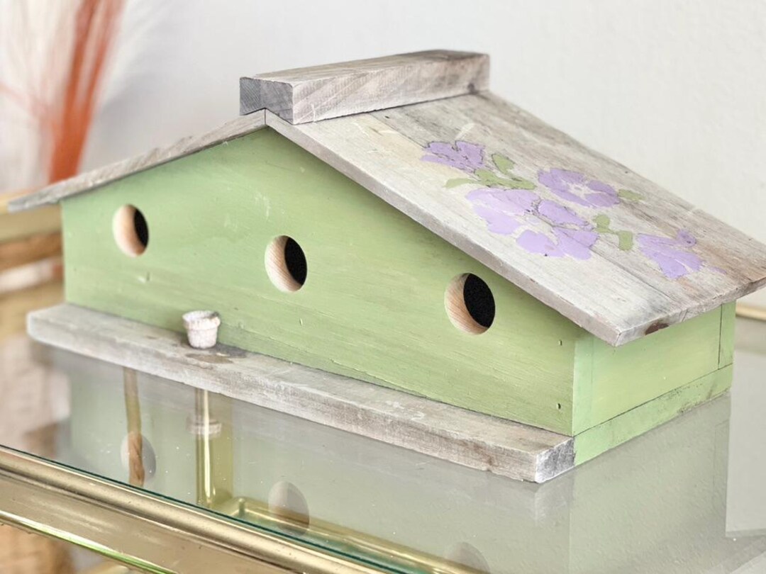 Handmade Wooden Green Birdhouse | Cottagecore Fairy Fairycore Floral ...