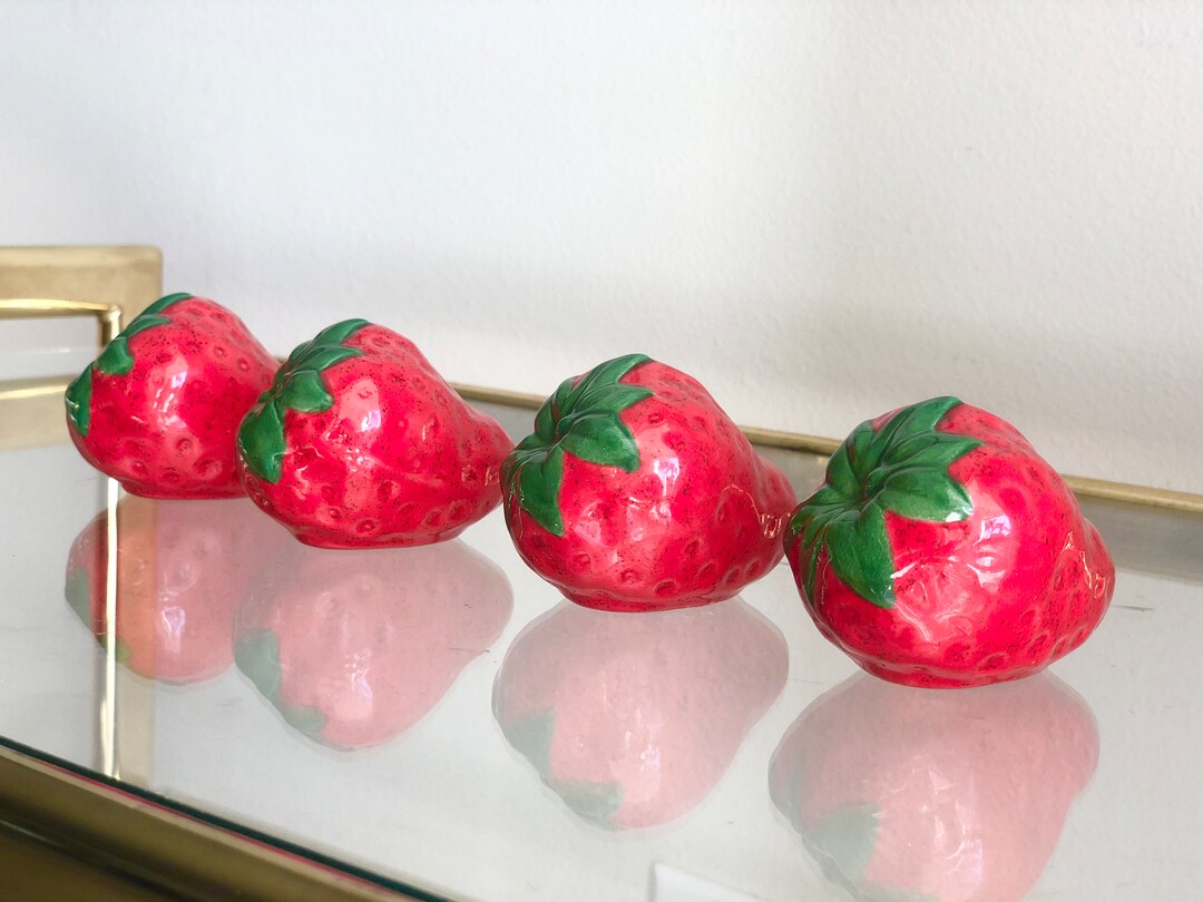 Vintage Ceramic Strawberries Set of 4 Fruit Food Farmhouse Rustic ...