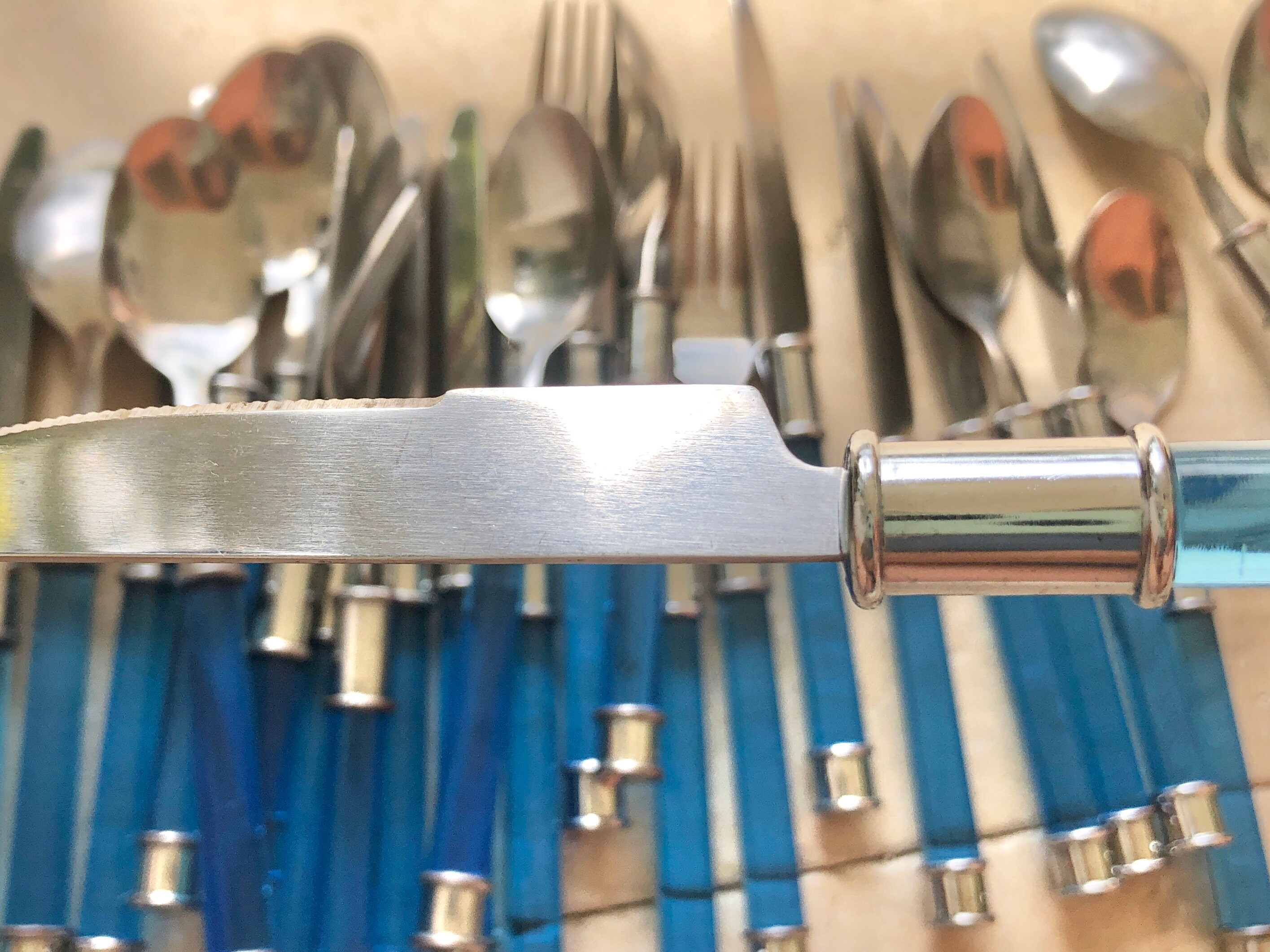 26-piece Vintage Gibson Blue Lucite Acrylic Silverware Flatware Forks ...