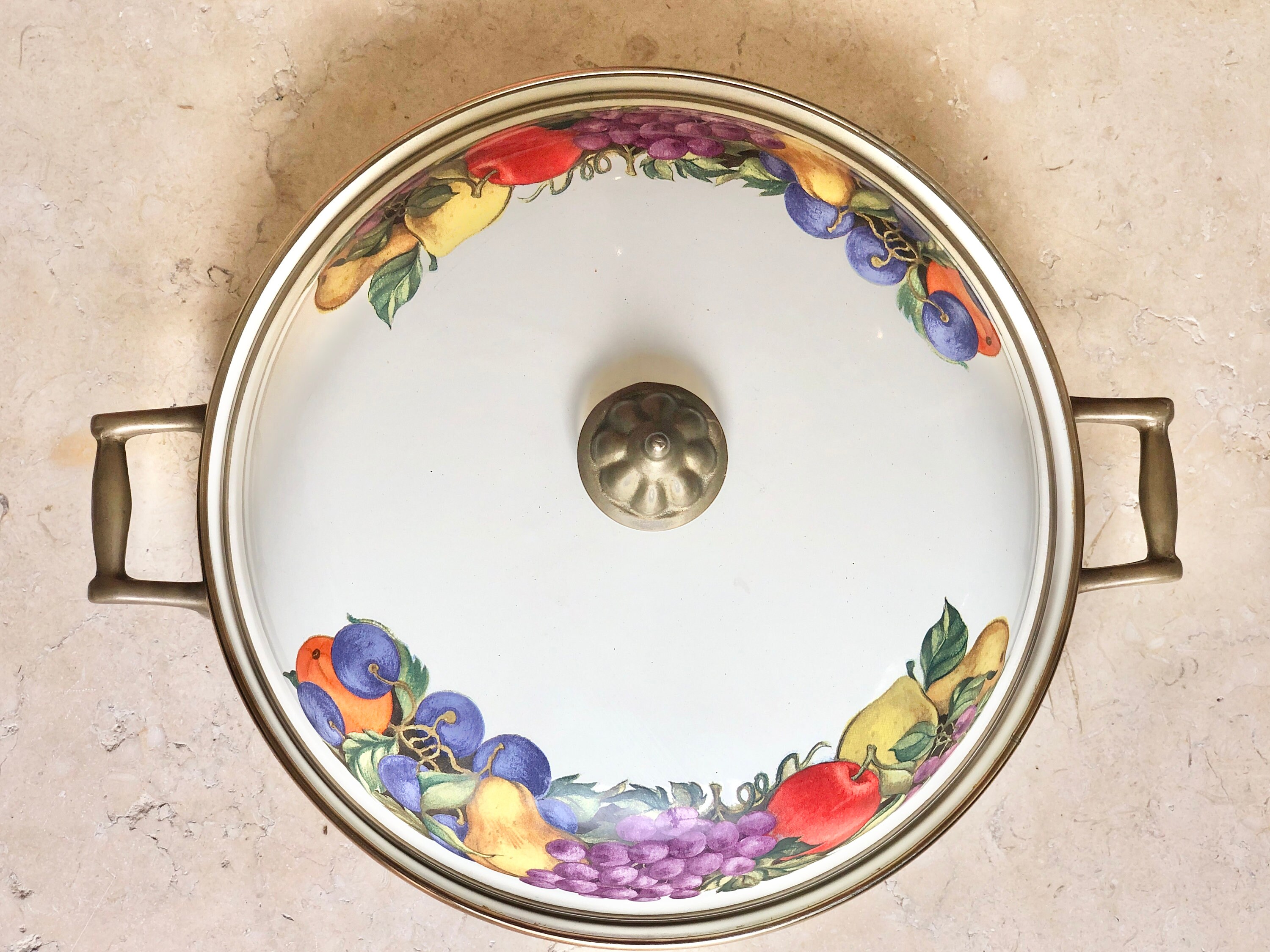 Vintage Enamelware Cornucopia Harvest Fruit Casserole Pot With - Etsy