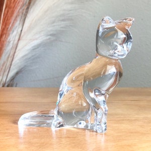 Vintage Baccarat Crystal Sitting Cat Figurine Made in France Cats ...