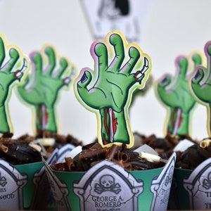Printable Zombie Halloween Cupcake Toppers & Skirt Decorations - Etsy
