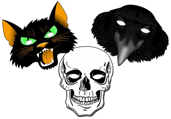 Vintage Halloween Face Masks/photo Props - Etsy
