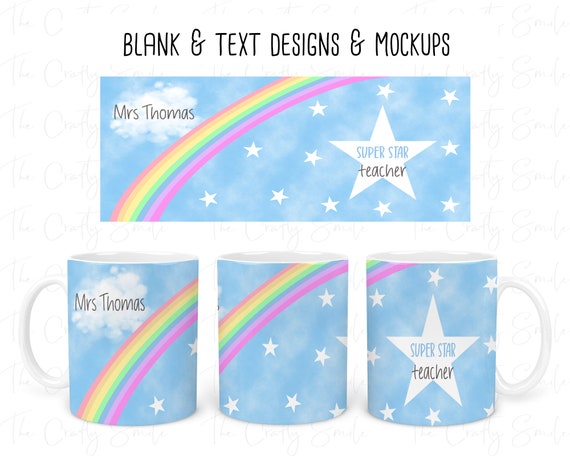Papercraft Teacher Thank You Rainbow Mug Wrap Design Template ...