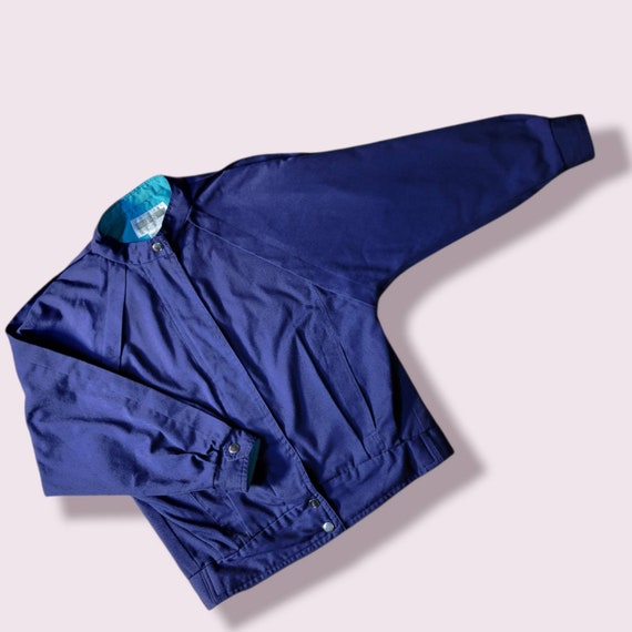 Vintage Blue Bomber Jacket 1980s 1990s windbreaker bl… - Gem