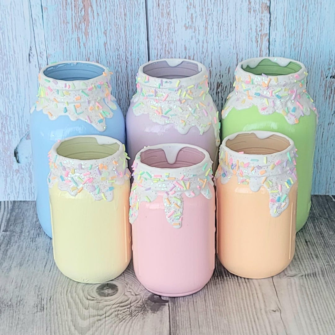 Candy Sprinkle Jars, Pastel Party Decor, Candyland Centerpiece, Baby ...