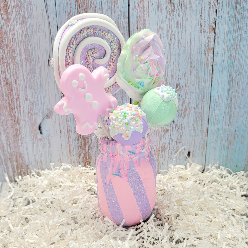 Pastel Gingerbread Cotton Candy Themed Centerpiece for Candy Party and ...