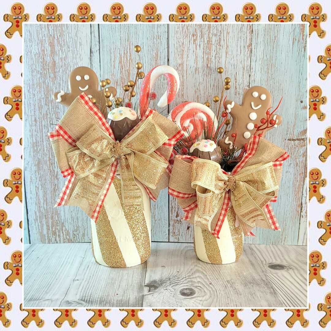 Christmas Holiday Centerpiece Fake Gingerbread Man Cookie Fake Lollipop ...