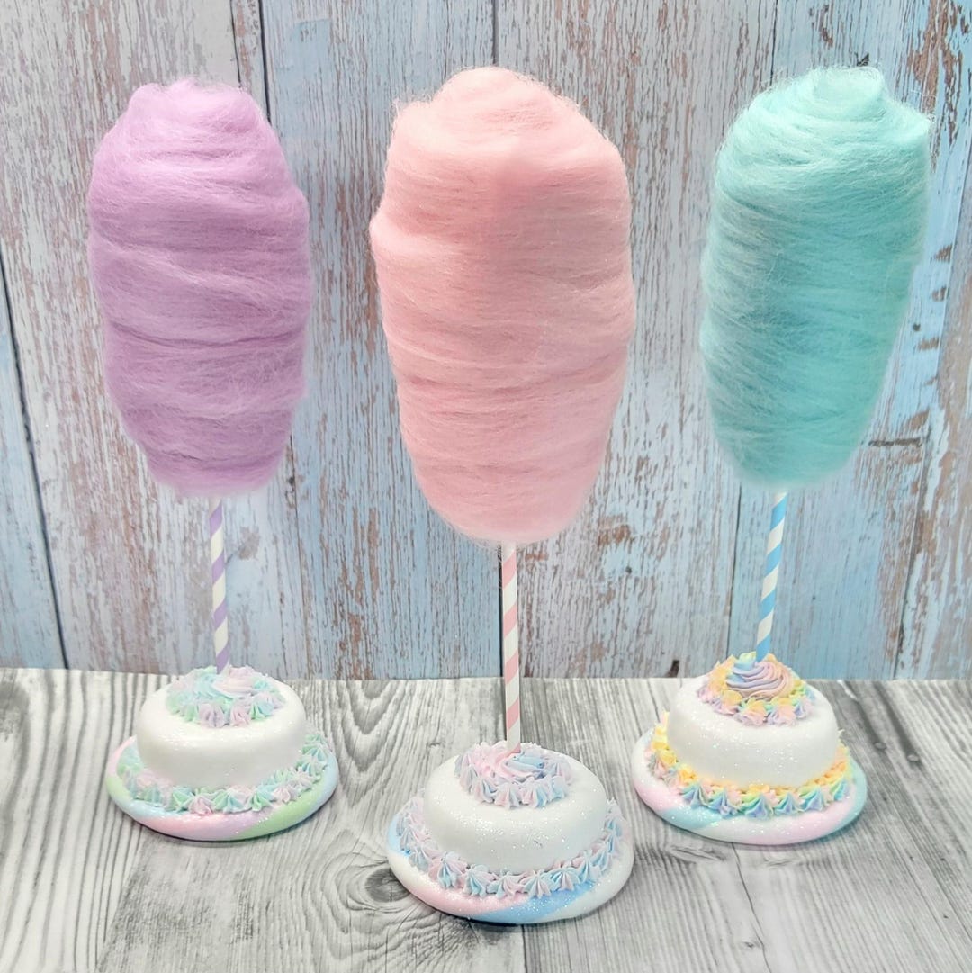 Faux Cotton Candy With Charming Stand, Cotton Candy Centerpiece, Candy ...