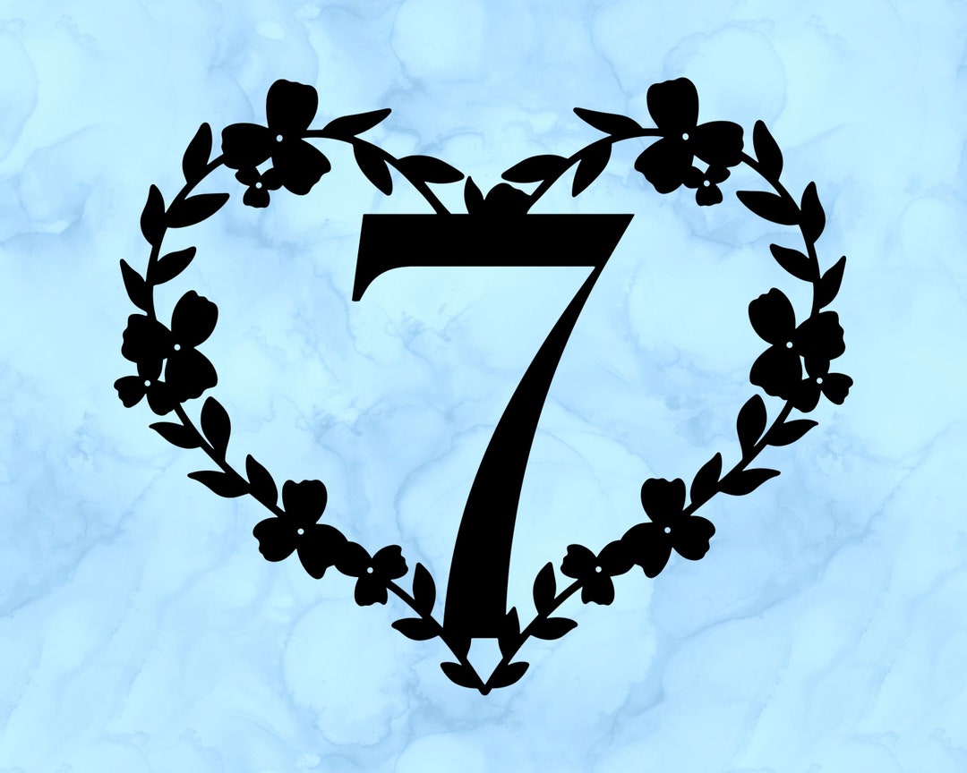 Heart Number 7 Decal - Etsy