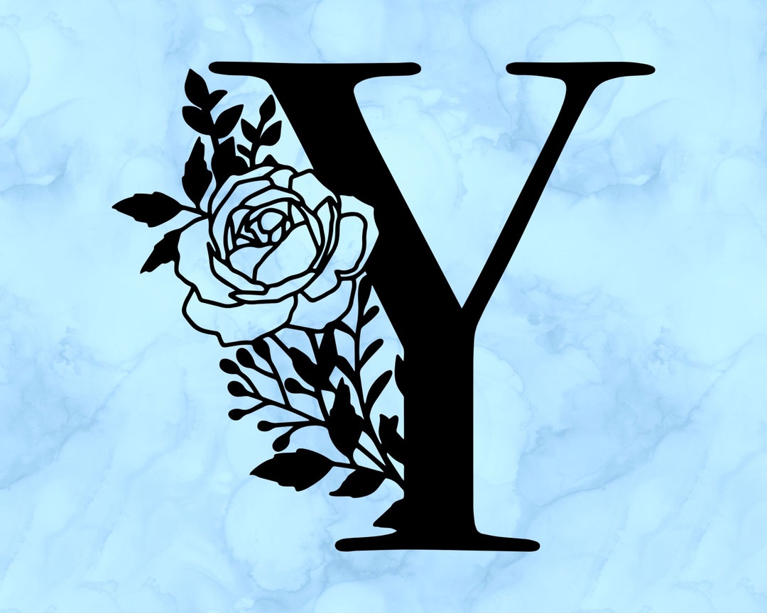 Floral Letter Y Decal - Etsy