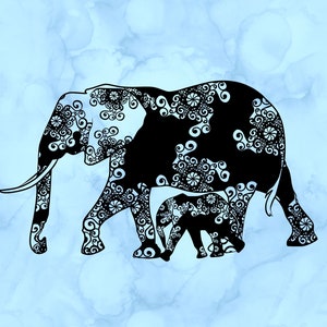 Elephant Mom and Baby Zentangle Decal - Etsy