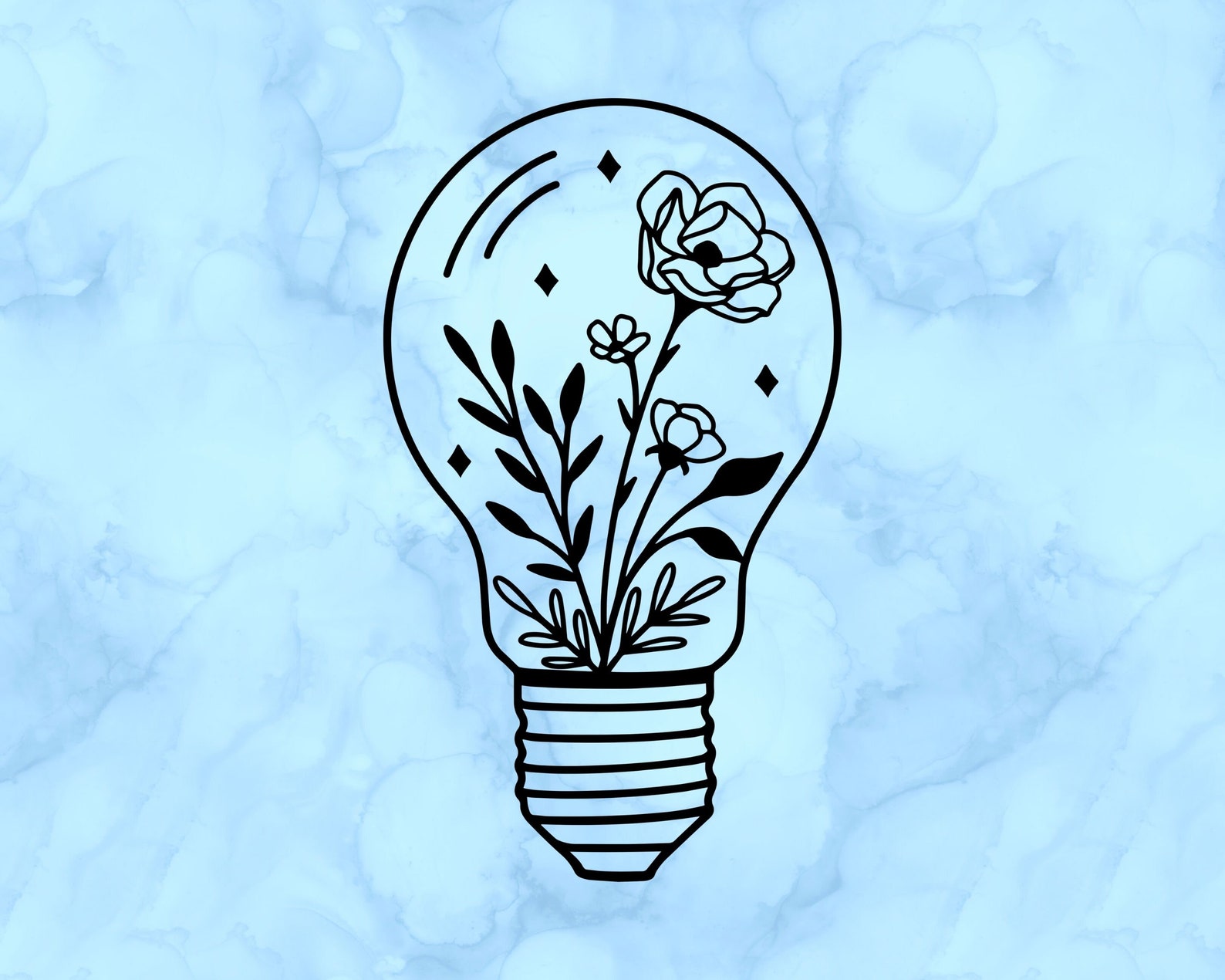 Floral Lightbulb Decal - Etsy
