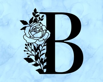 Floral Letter B Monogram Initial Vinyl Sticker - Etsy